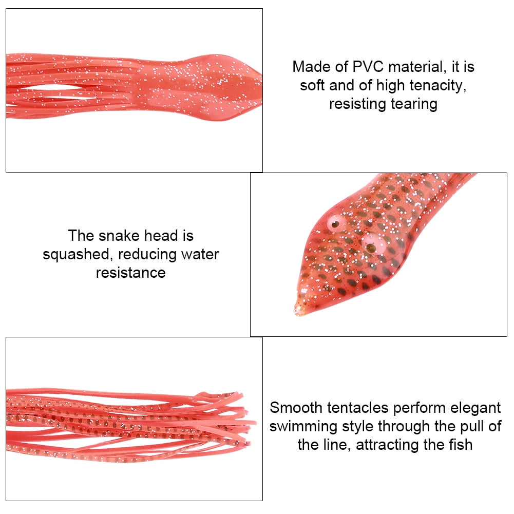 5-Pack Red Snake Head Octopus Shaped Fishing Lures - Life-Like ...
