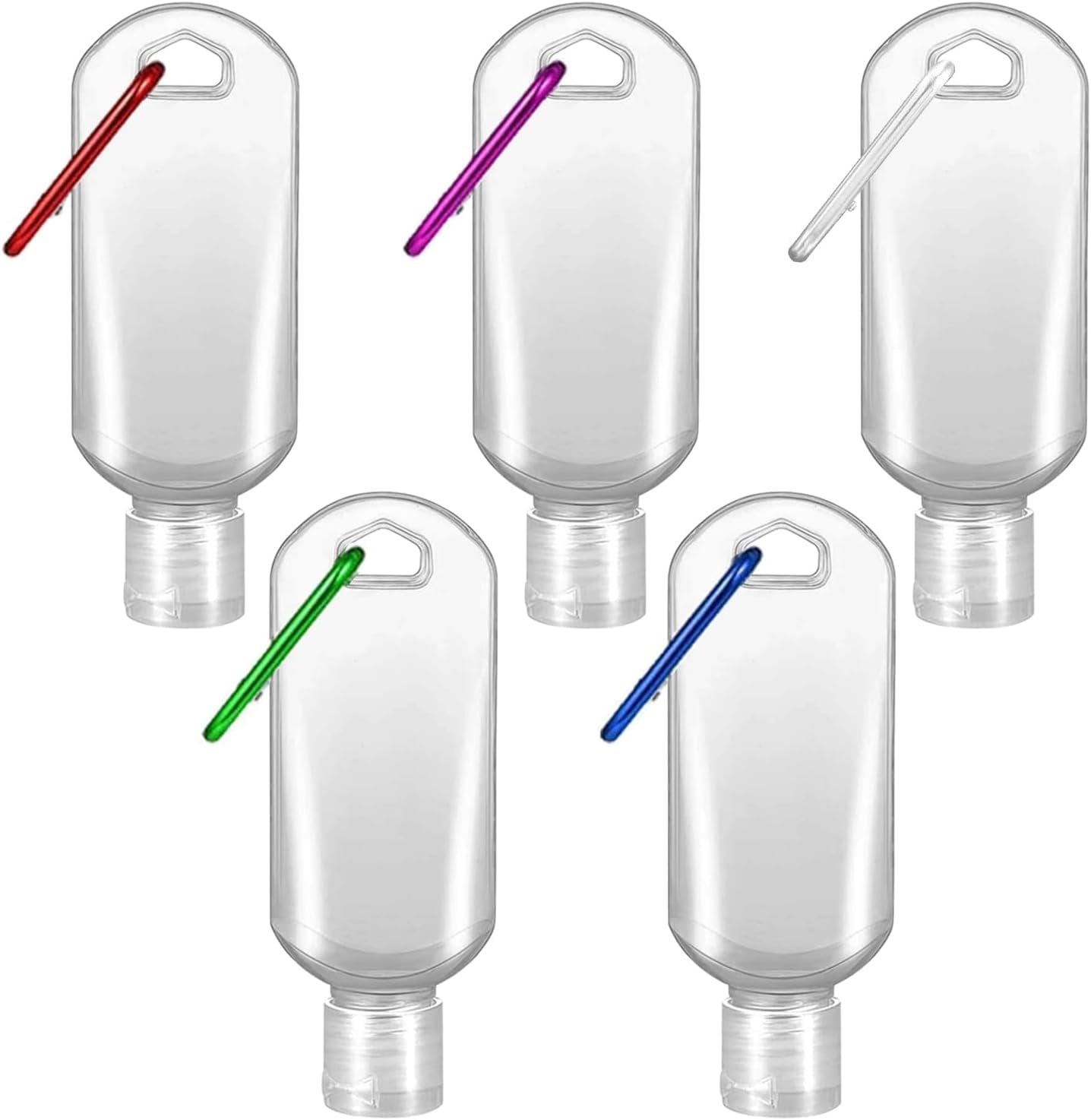 5 Pack Refillable Travel Plastic Bottles Containers with Clip Hand ...