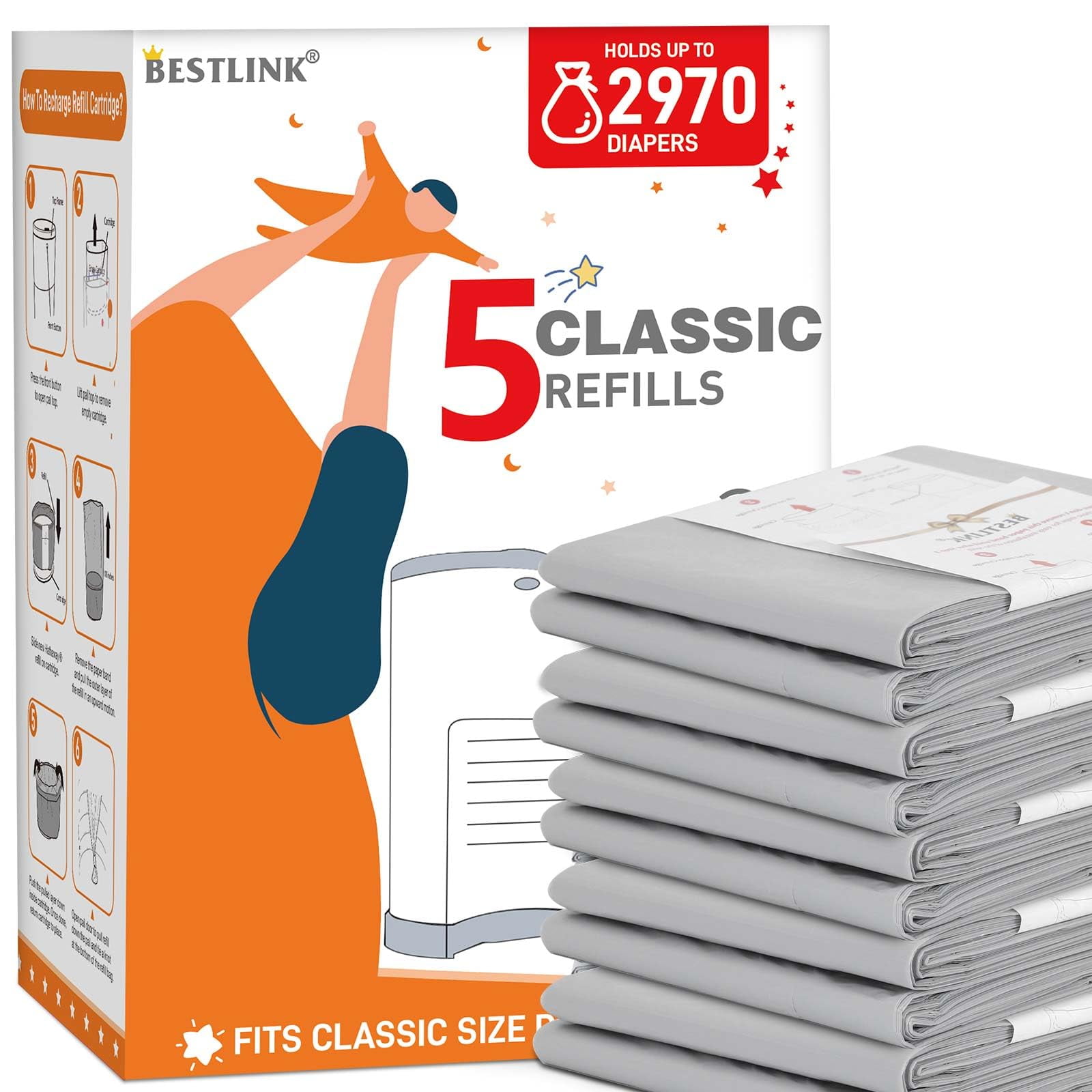 5 Pack Refills Compatible DHF10 with DEKOR CLASSIC Diaper Pails | 20% ...