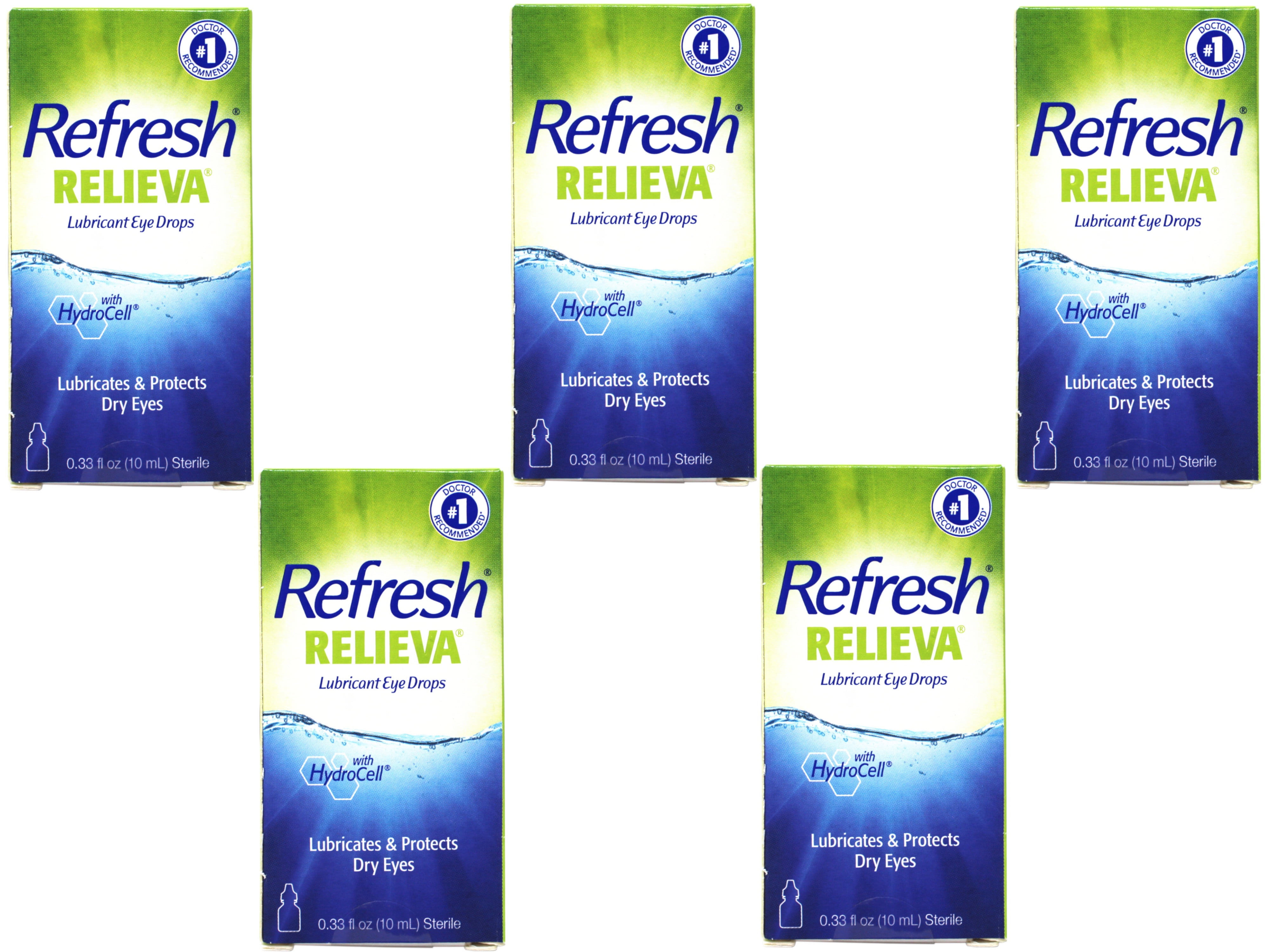 5 Pack - Refresh Relieva Lubricant Eye Drops, Lubricates & Protects Dry ...