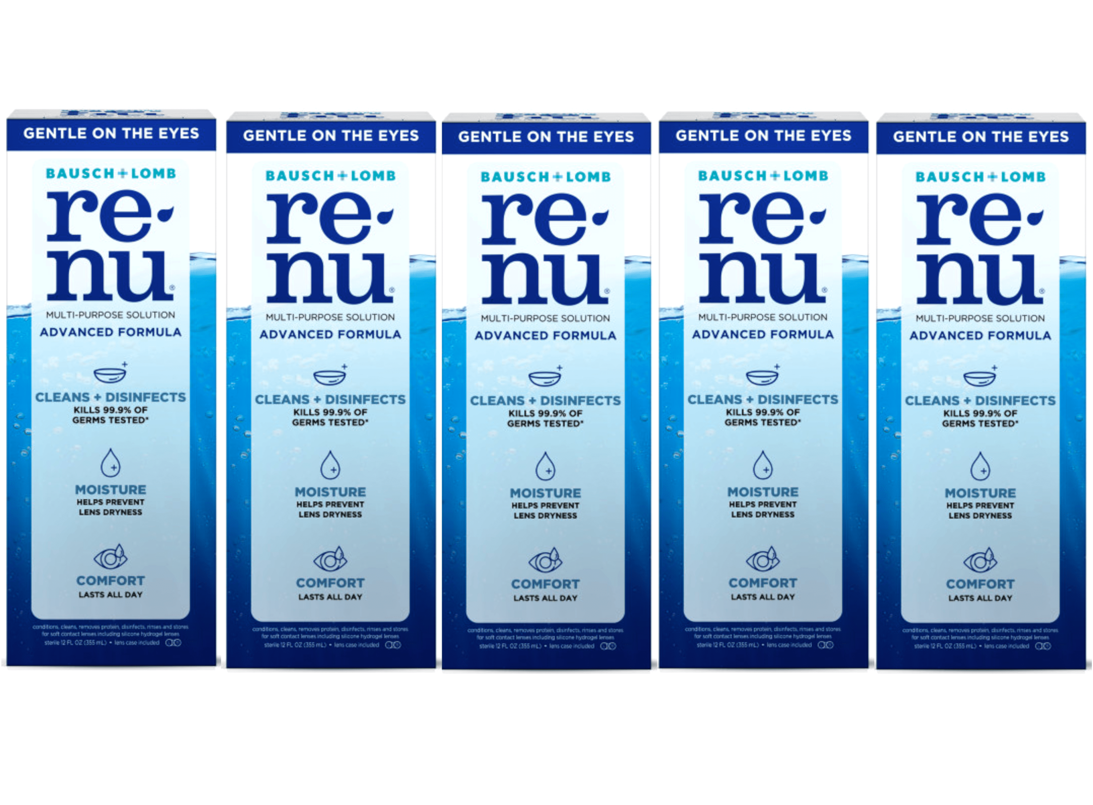 5 Pack - Renu Contact Lens Solution, Advanced Formula Multipurpose Lens ...