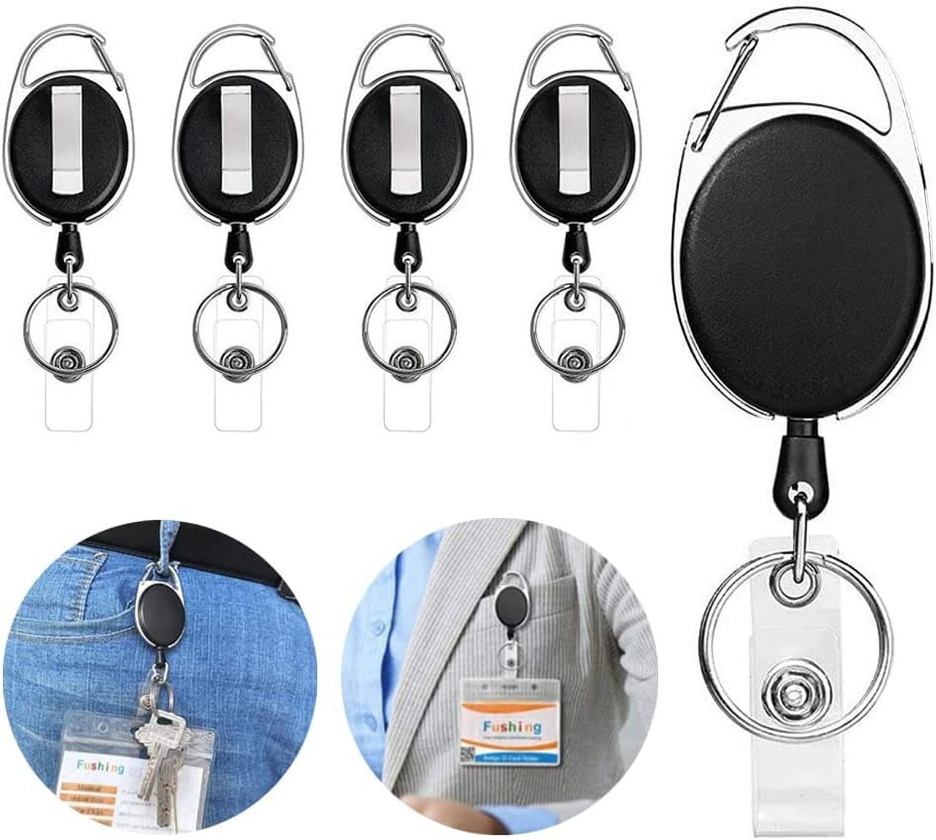 5 Pack Retractable Badge Reels Badge Holder with Key Belt Reel Expand ...