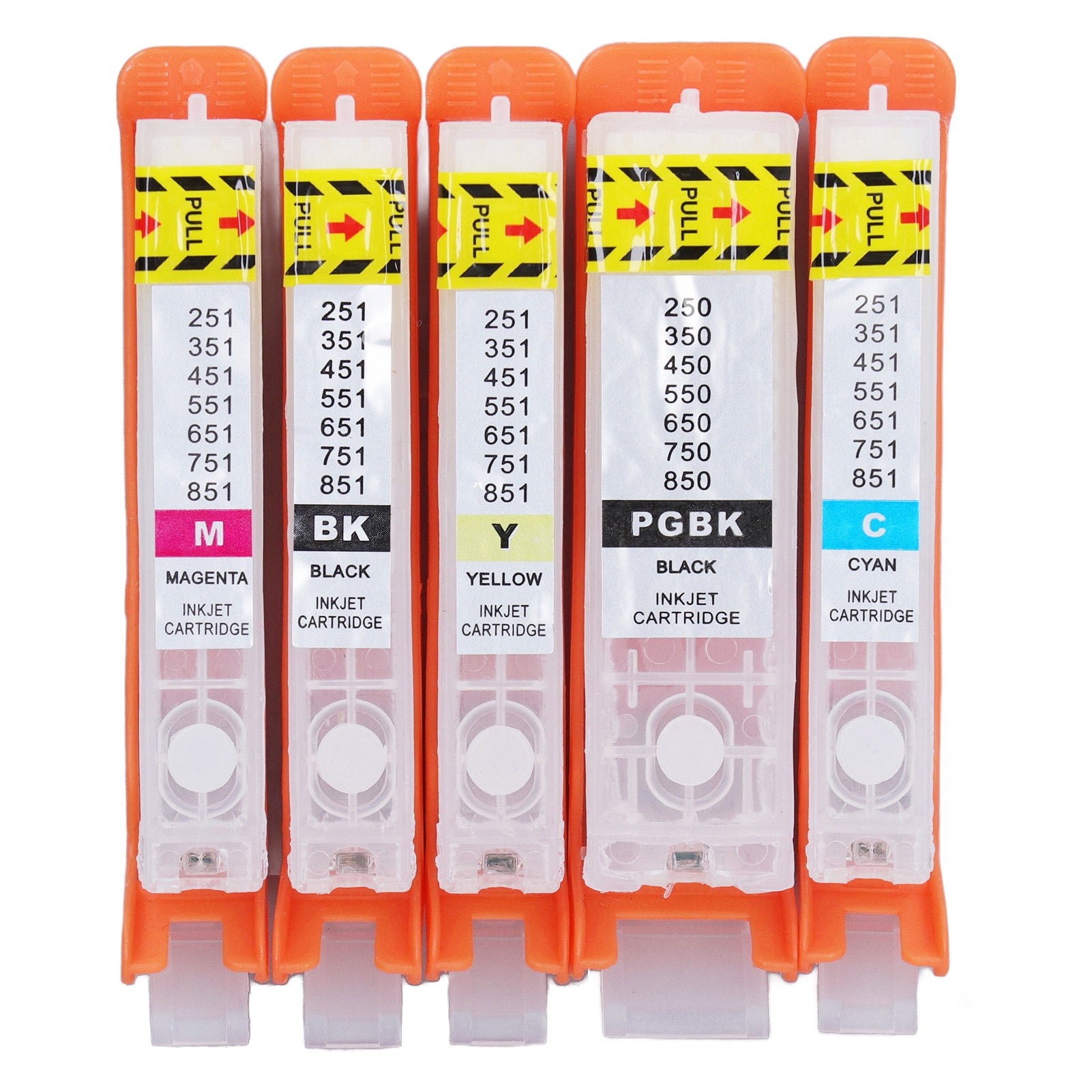 5-Pack Reusable Ink Cartridges, 5 Colors (PGBK, BK, C, M, Y ...