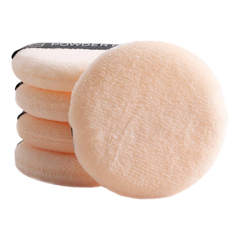 5 Pack Round Powder Puff Reusable Cotton Sponge Pad with Ribbon Handle ...