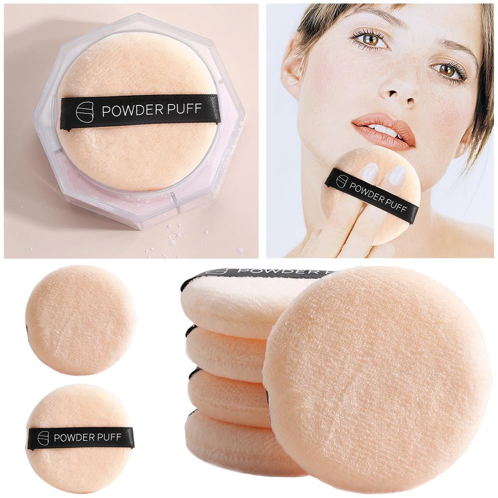 5 Pack Round Powder Puff Reusable Cotton Sponge Powder Puff Pad with ...