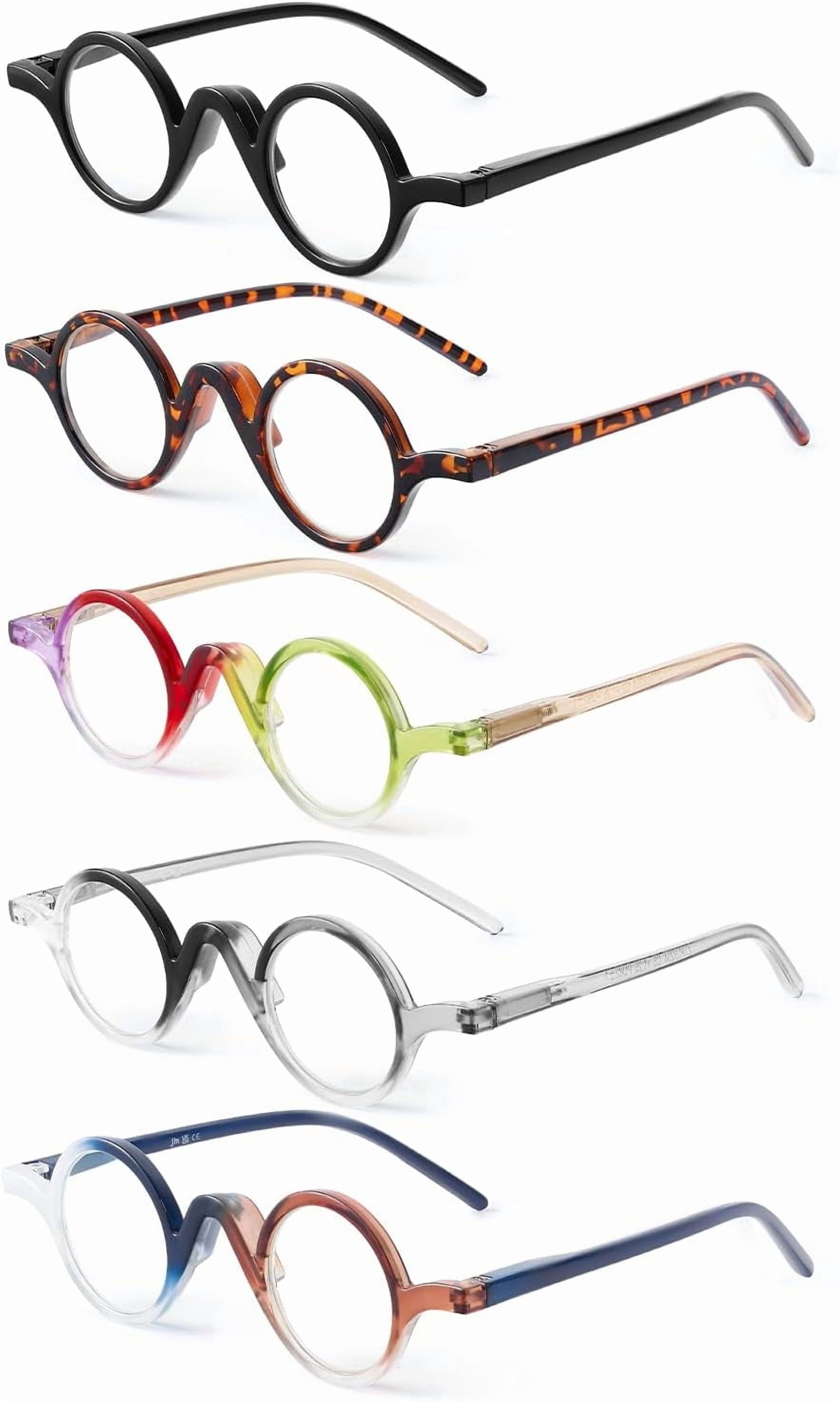 5 Pack Round Reading Glasses for Women Men, Vintage Small Blue Light ...