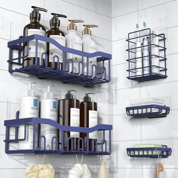 5-Pack Rustproof Stainless Steel Shower Caddy – No Drill Adhesive ...