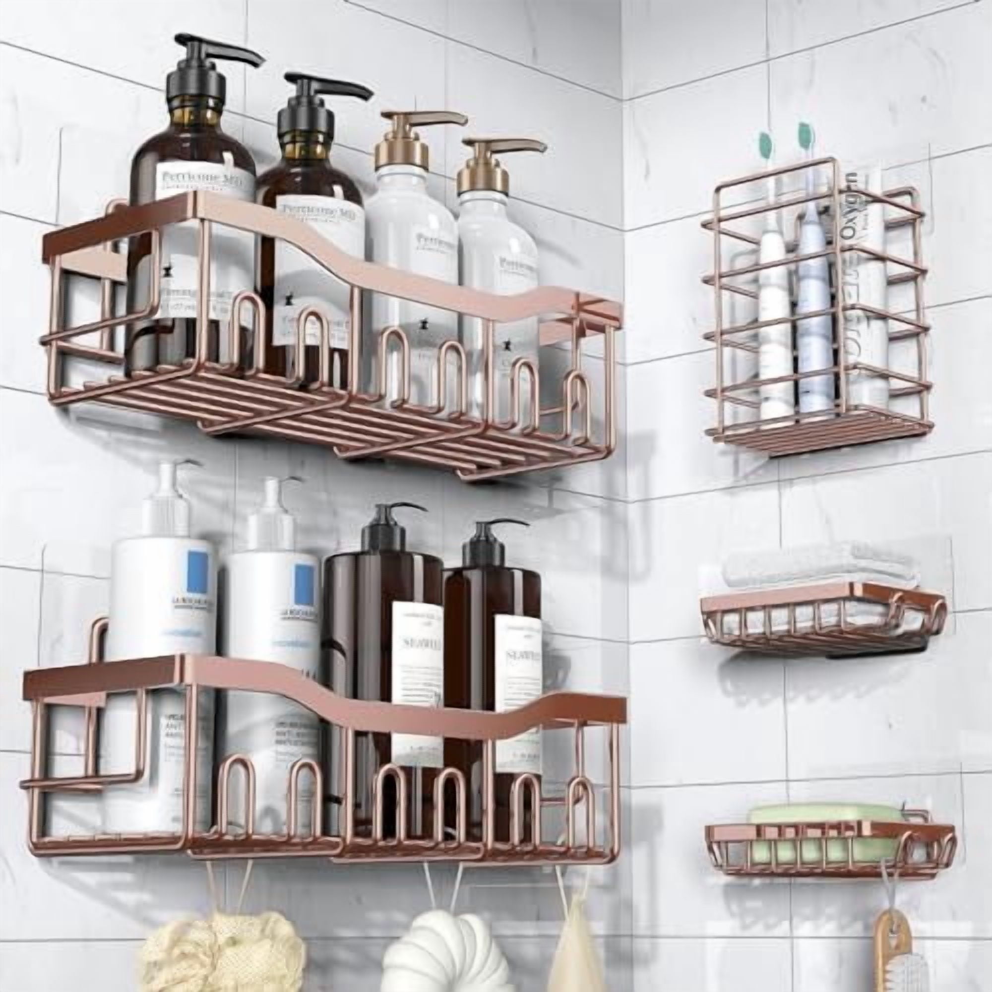 5-Pack Rustproof Stainless Steel Shower Caddy – No Drill Adhesive ...