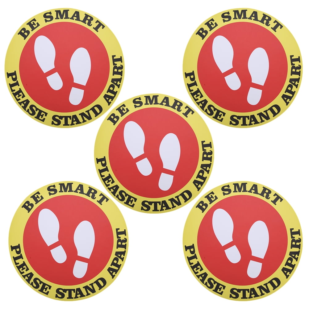 5/Pack Safety Distance Floor Stickers - Warning Decals for Store ...