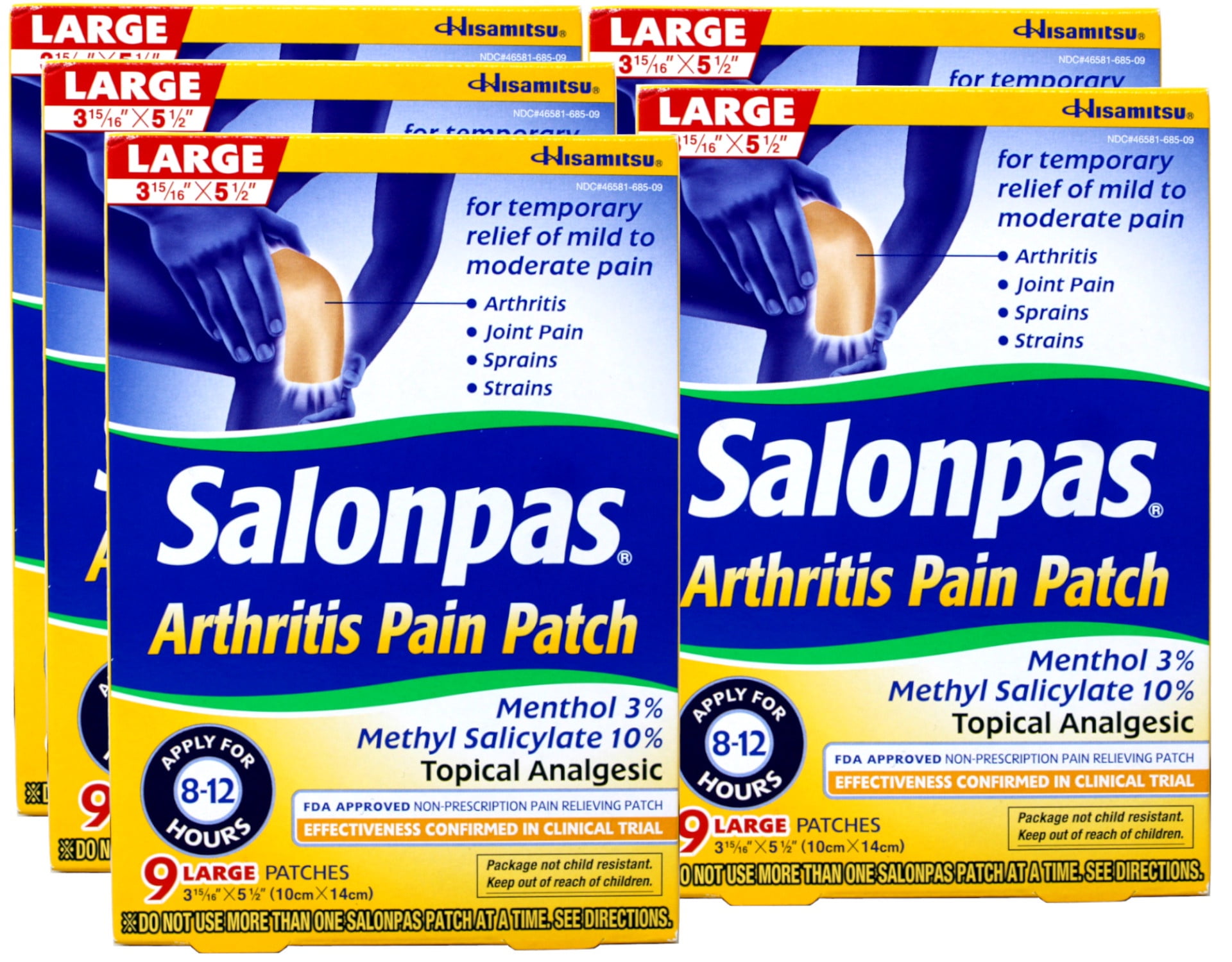 5 Pack - Salonpas Arthritis Pain Patch for Temporary Relief of Mild to ...