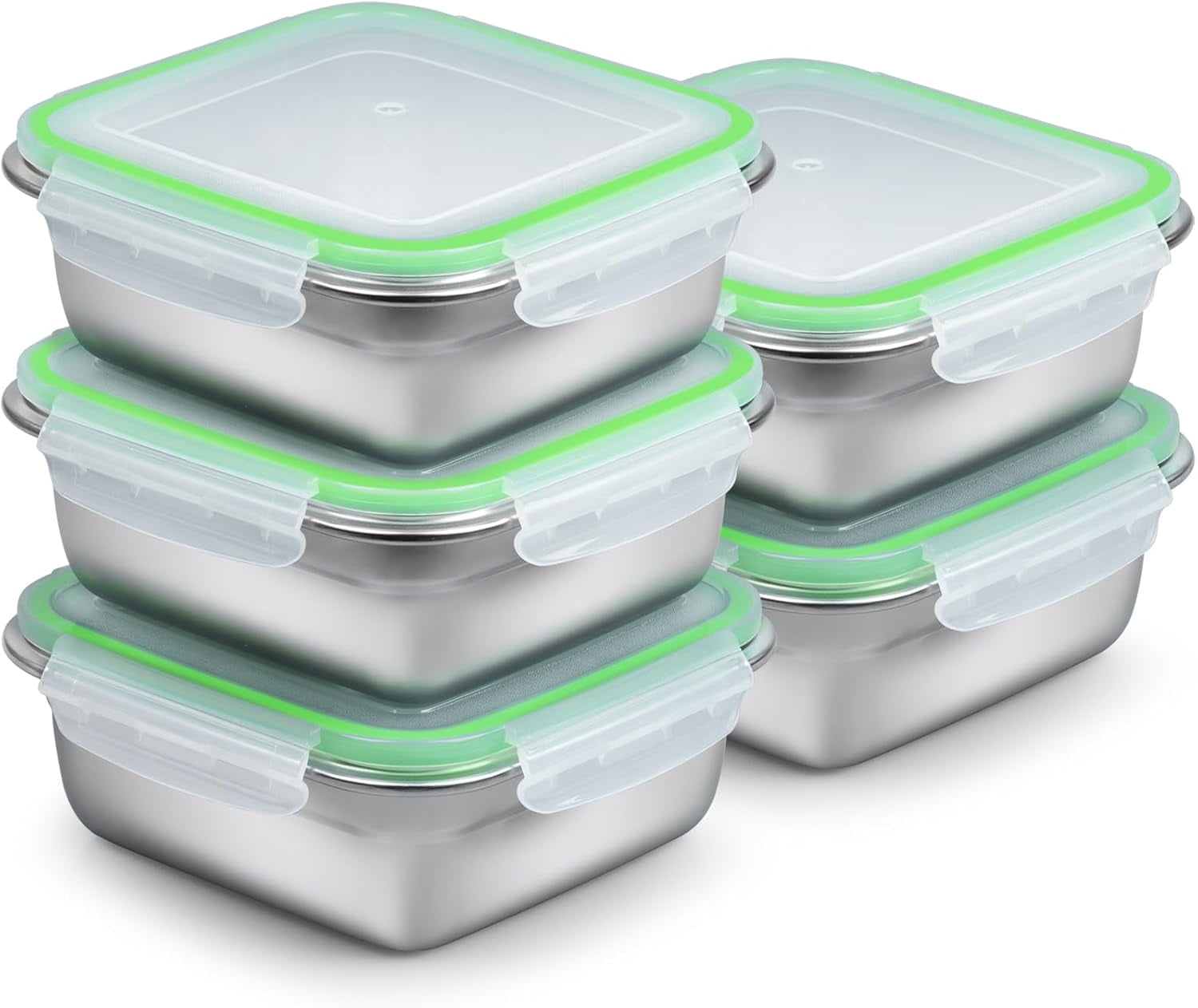 5 Pack Sandwich Containers, 24oz Stainless Steel Sandwich Box with ...