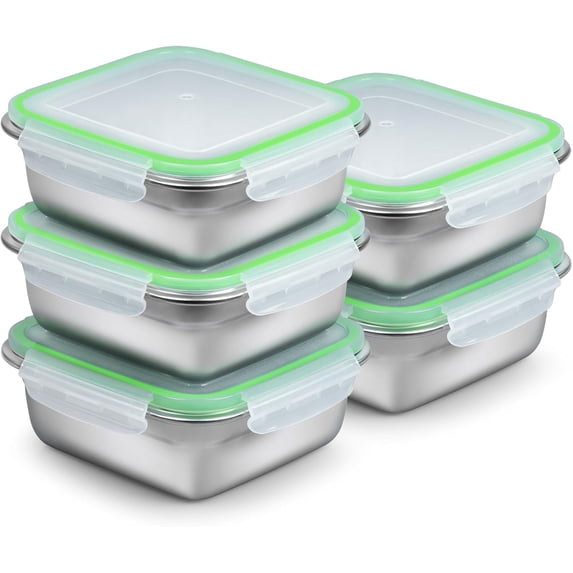 5 Pack Sandwich Containers, 24oz Stainless Steel Sandwich Box with ...