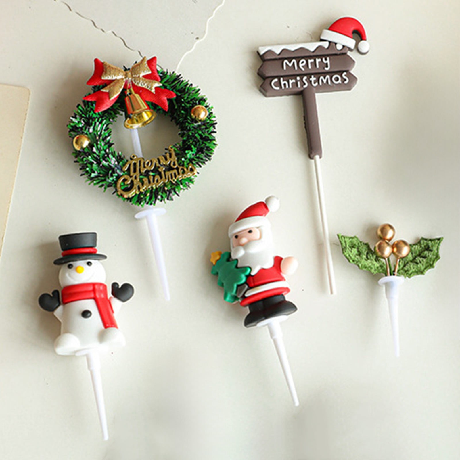 5 Pack Santa Claus Merry Christmas Cake Toppers Resin Little Figurine ...