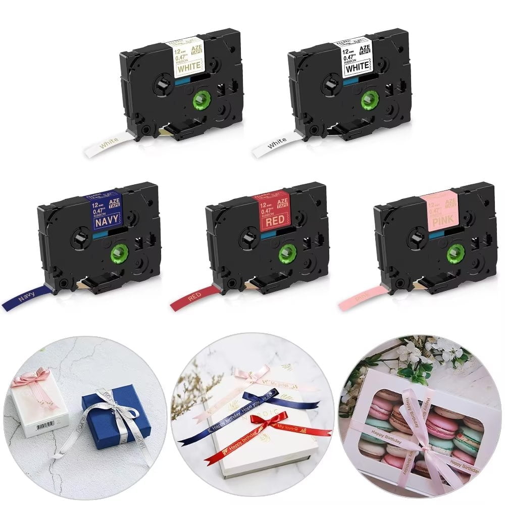 5 Pack Satin Ribbon Label Tape 12mm Compatible for Brother P-touch ...