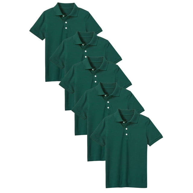 Walmart 5-Pack Breathable, Durable, Tagless Polo T-Shirts for School ...