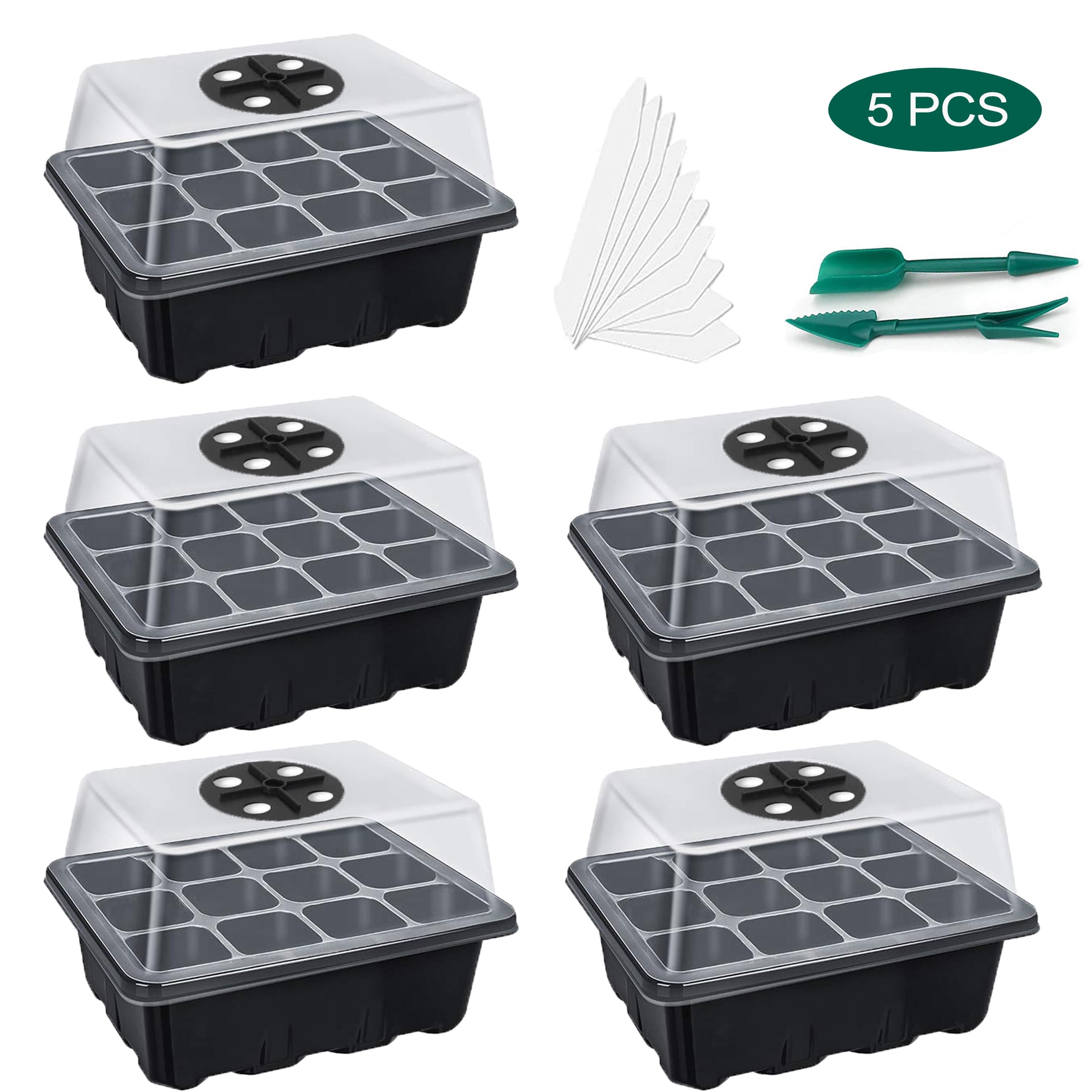 5 Pack Seed Starter Trays - Indoor Garden Propagator with Adjustable ...