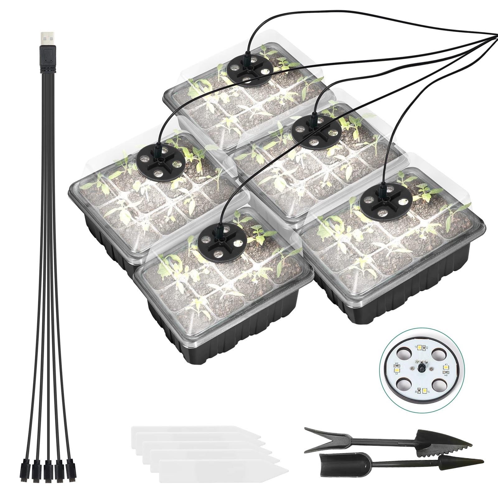 Indoor Vegetable Garden Supplies, 5-Pack Seed Tray Starter Kit with ...
