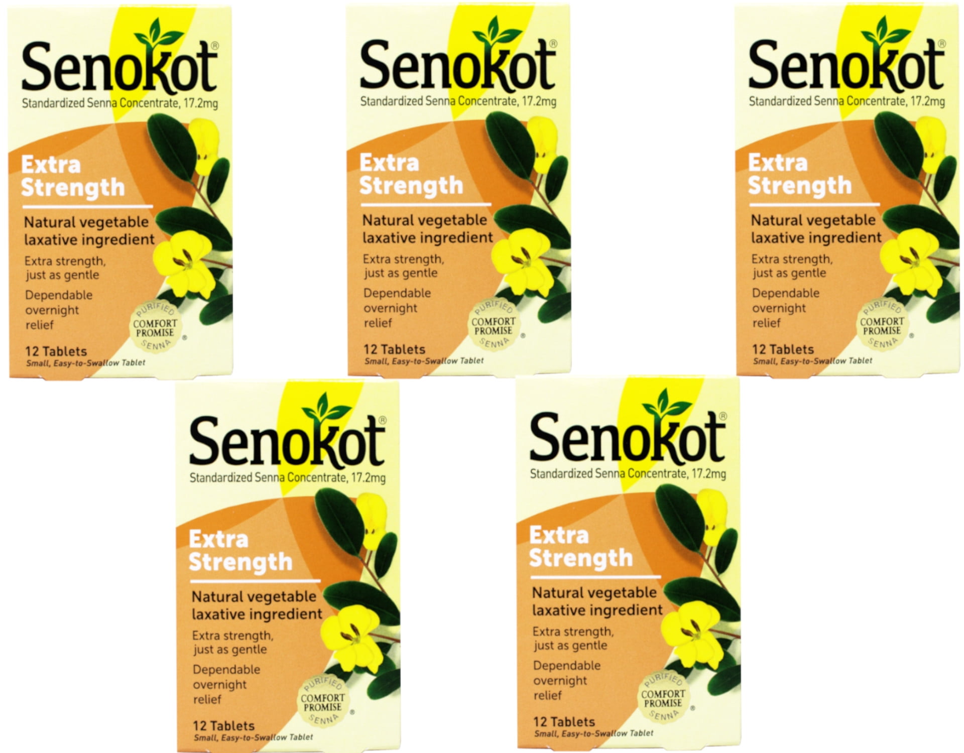 5 Pack - Senokot Extra Strength Natural Vegetable Ingredient Laxative ...