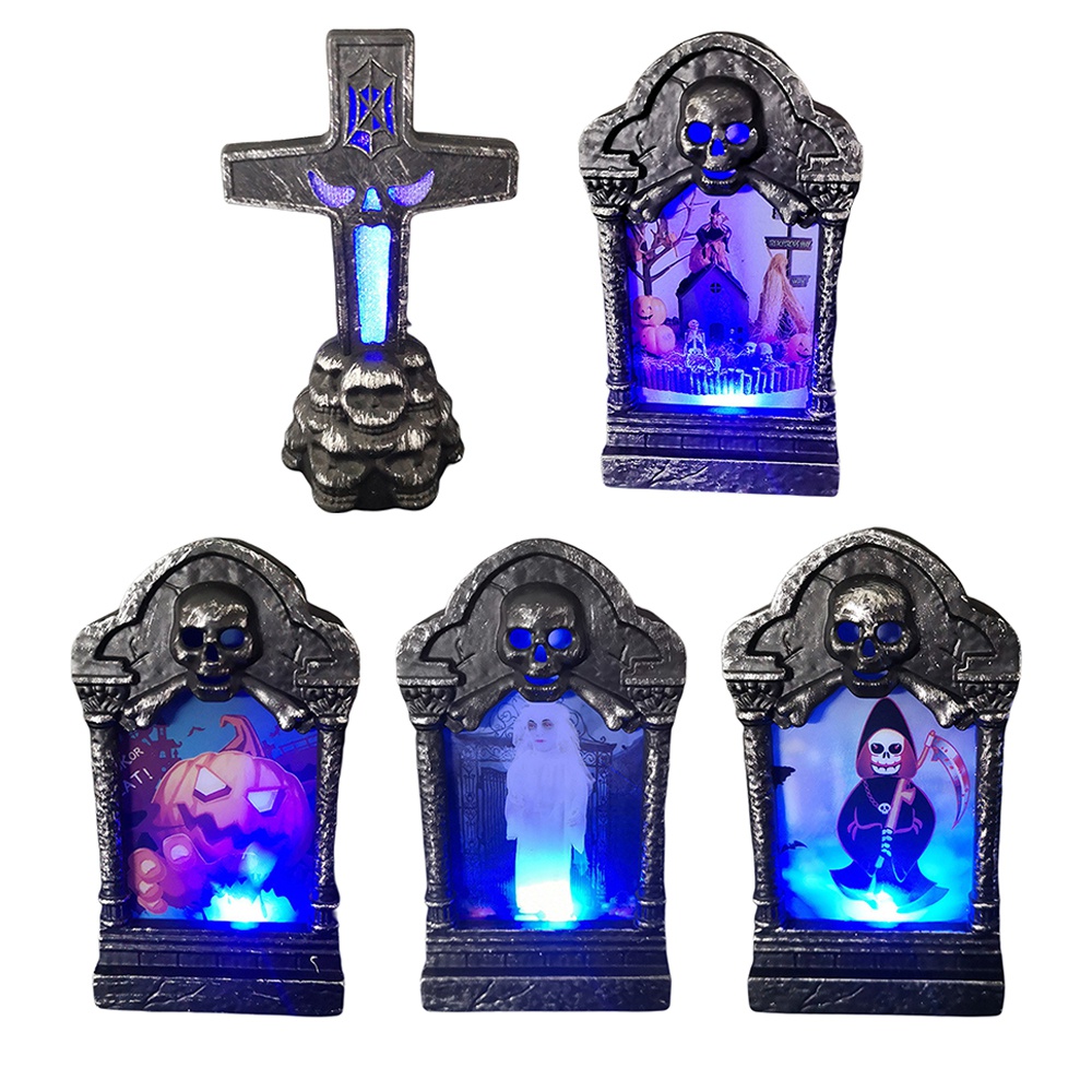 5 Pack/Set LED Graveyard Tombstones Light, Skull Graveyard Lamp ...