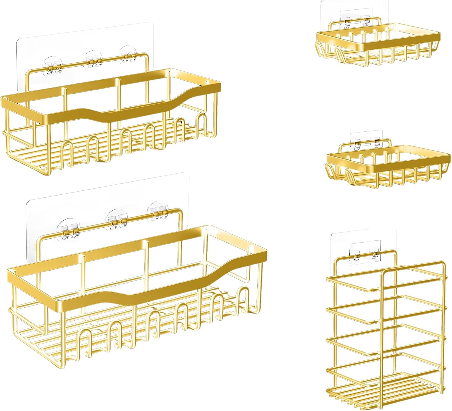 5-Pack Shower Caddy, Gold - Shower Organizer & Shelves for Efficient ...