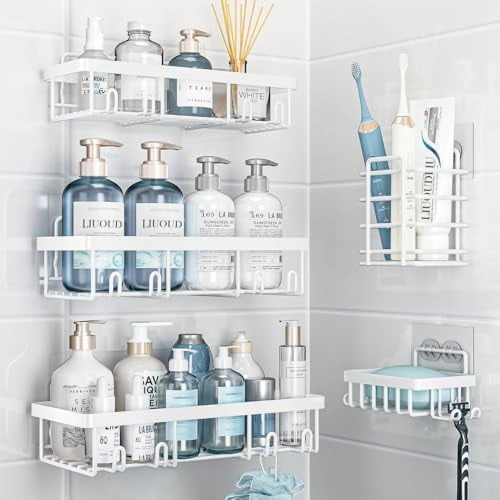 5 Pack Shower Caddy Organizer Rack Shelf for Inside Shower, Adhesive ...