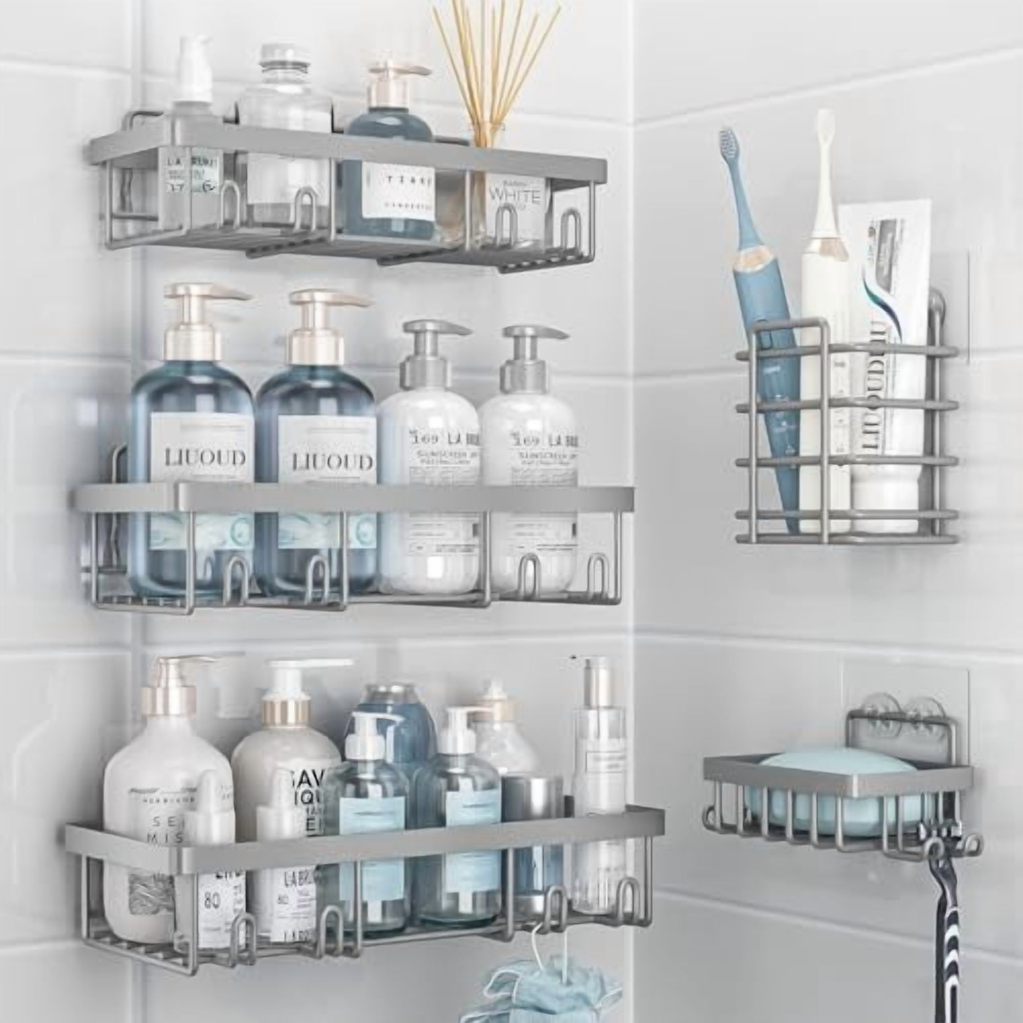 5 Pack Shower Caddy Organizer Rack Shelf for Inside Shower, Self ...
