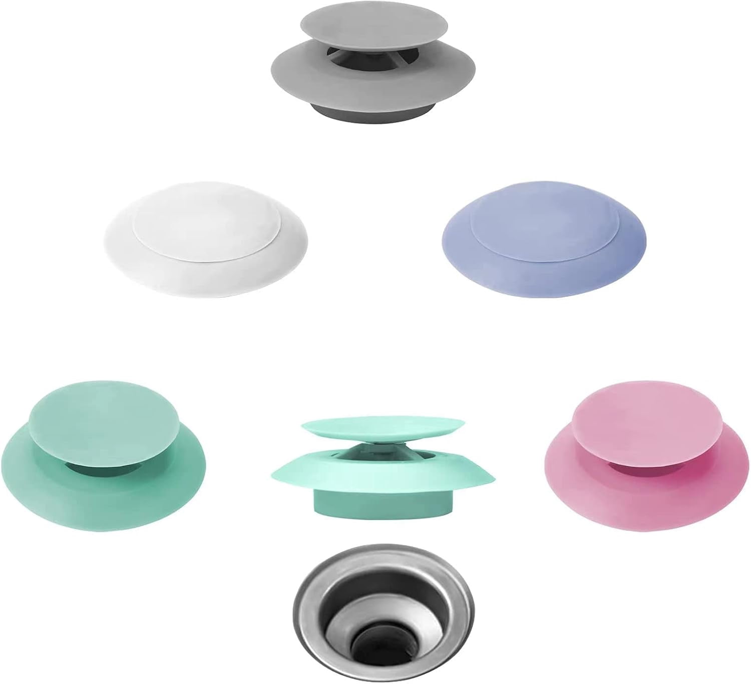 5 Pack Silicone Bathtub Stopper, Kitchen & Bathroom Drain Plug, Shower ...
