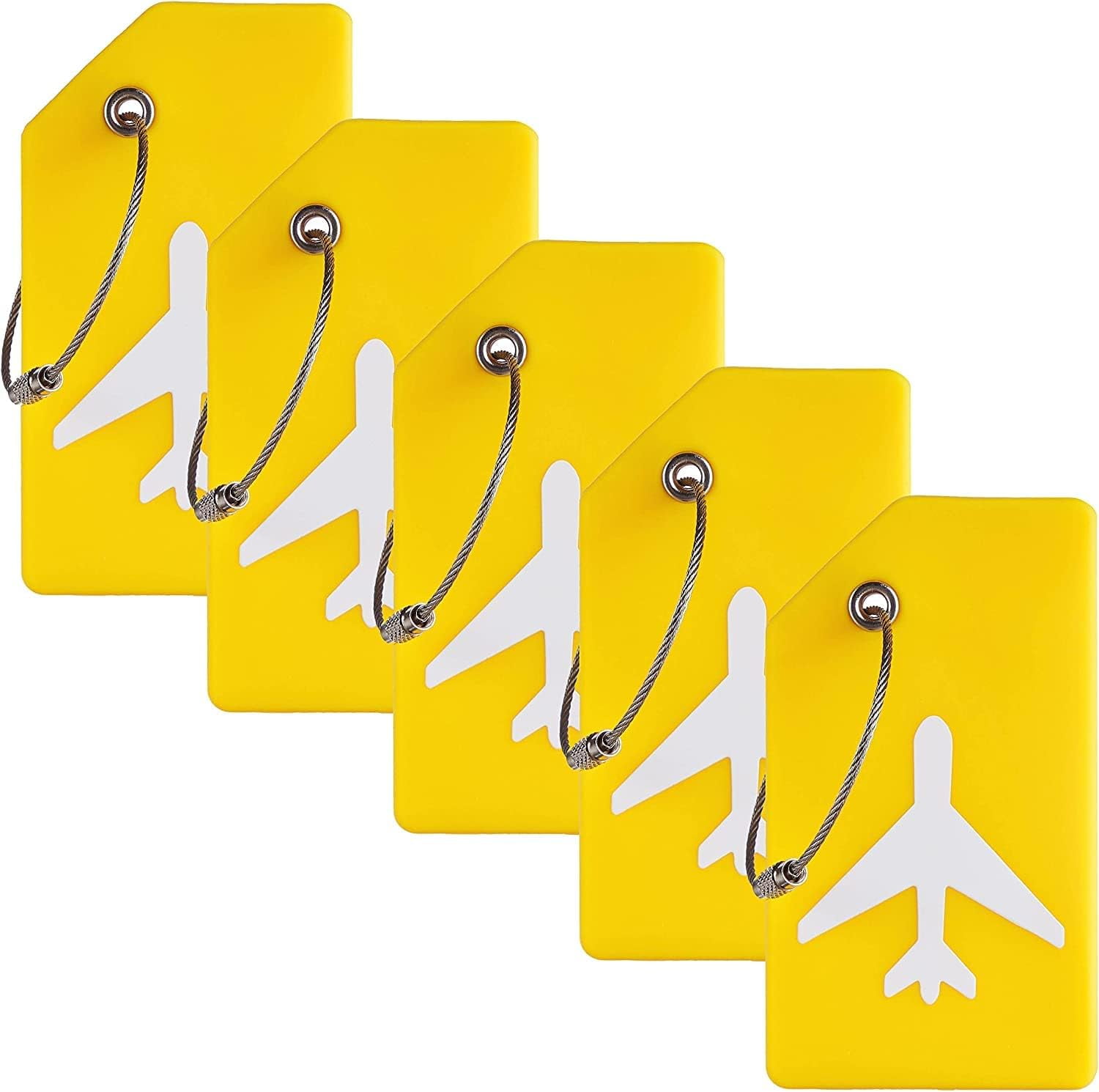 Dockapa Silicone Luggage Tags, 5 Pack, Yellow, Bendable and Durable ...