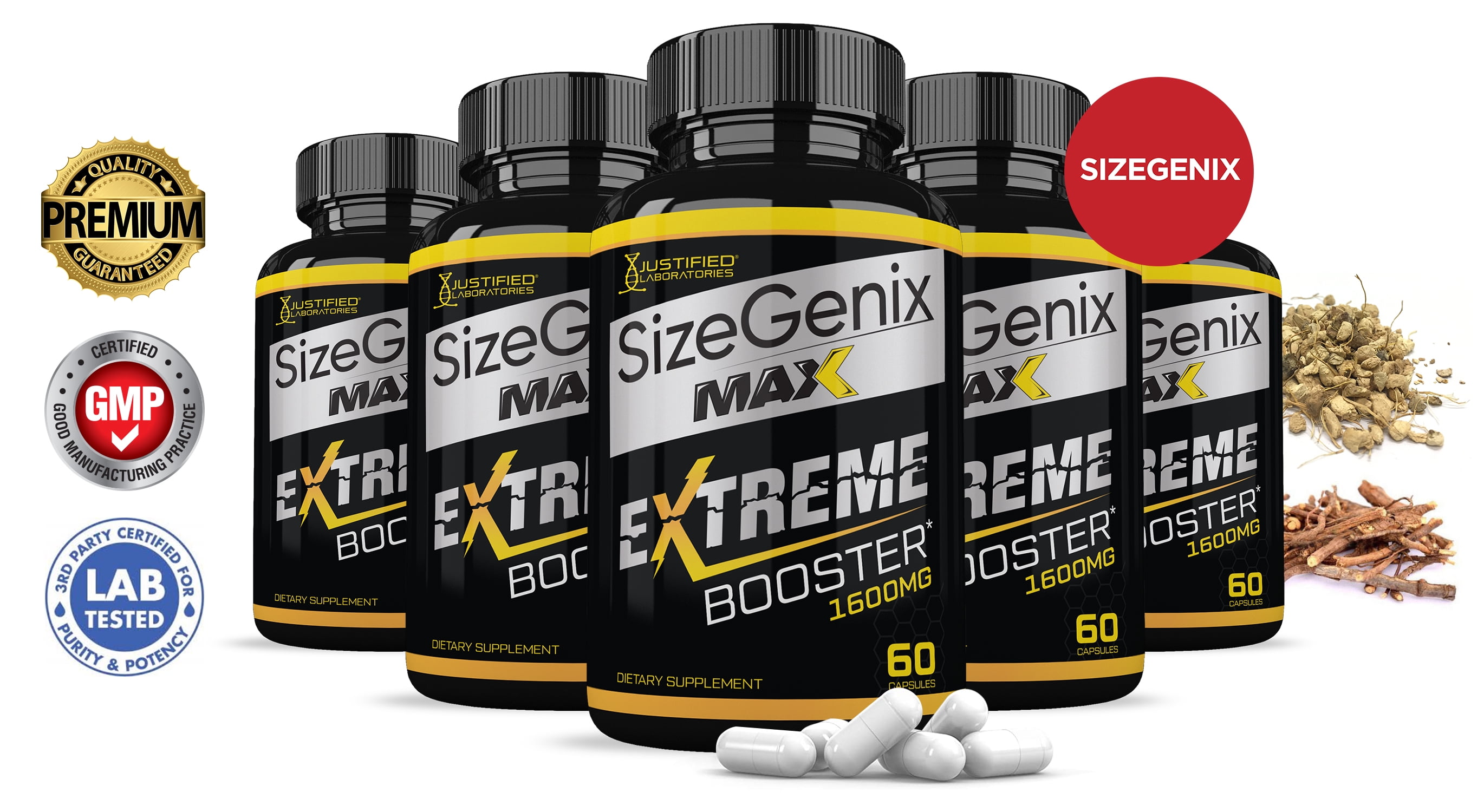 (5 Pack) Sizegenix Max Max Men’s Health Supplement 1600mg 300 Capsules ...