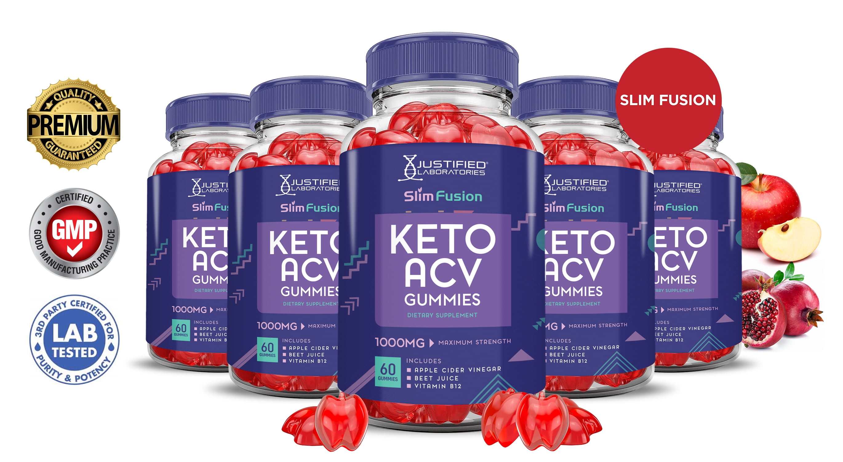 (5 Pack) Slim Fusion Keto ACV Gummies 1000MG Dietary Supplement 300 ...
