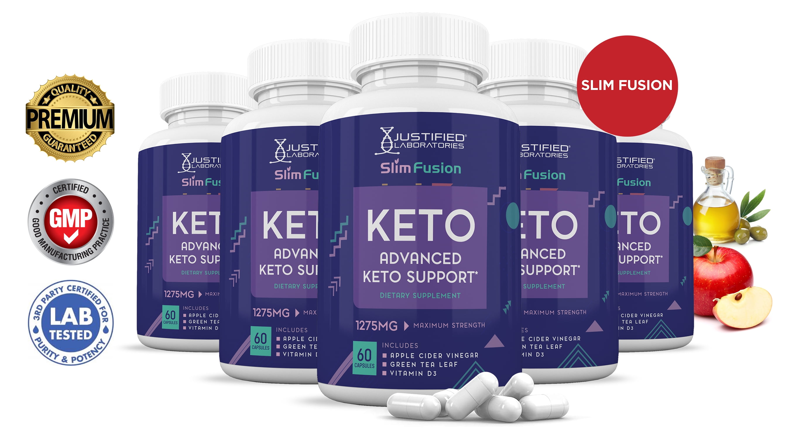 (5 Pack) Slim Fusion Keto ACV Pills 1275mg Alternative to Gummies ...