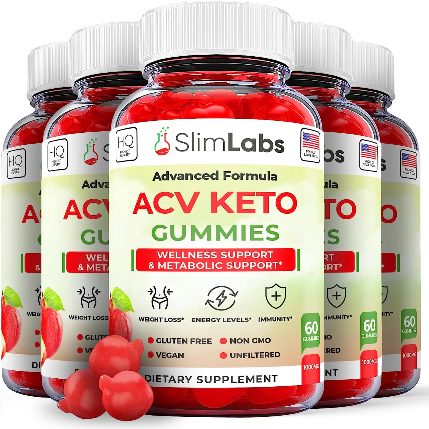 (5 Pack) Slim Labs Keto ACV Gummies - Supplement for Weight Loss ...