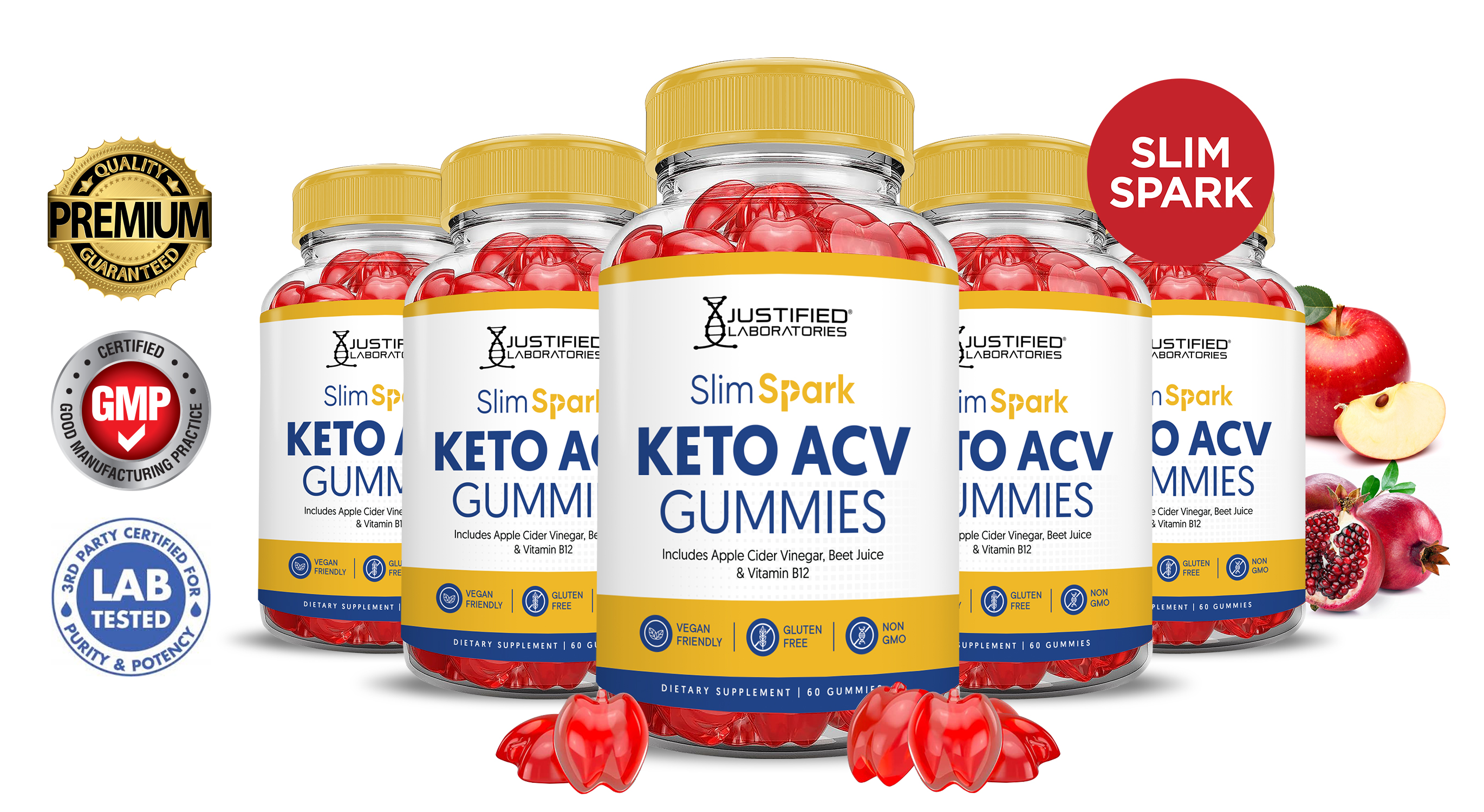 (5 Pack) Slim Spark Keto ACV Gummies 1000MG Dietary Supplement 300 ...