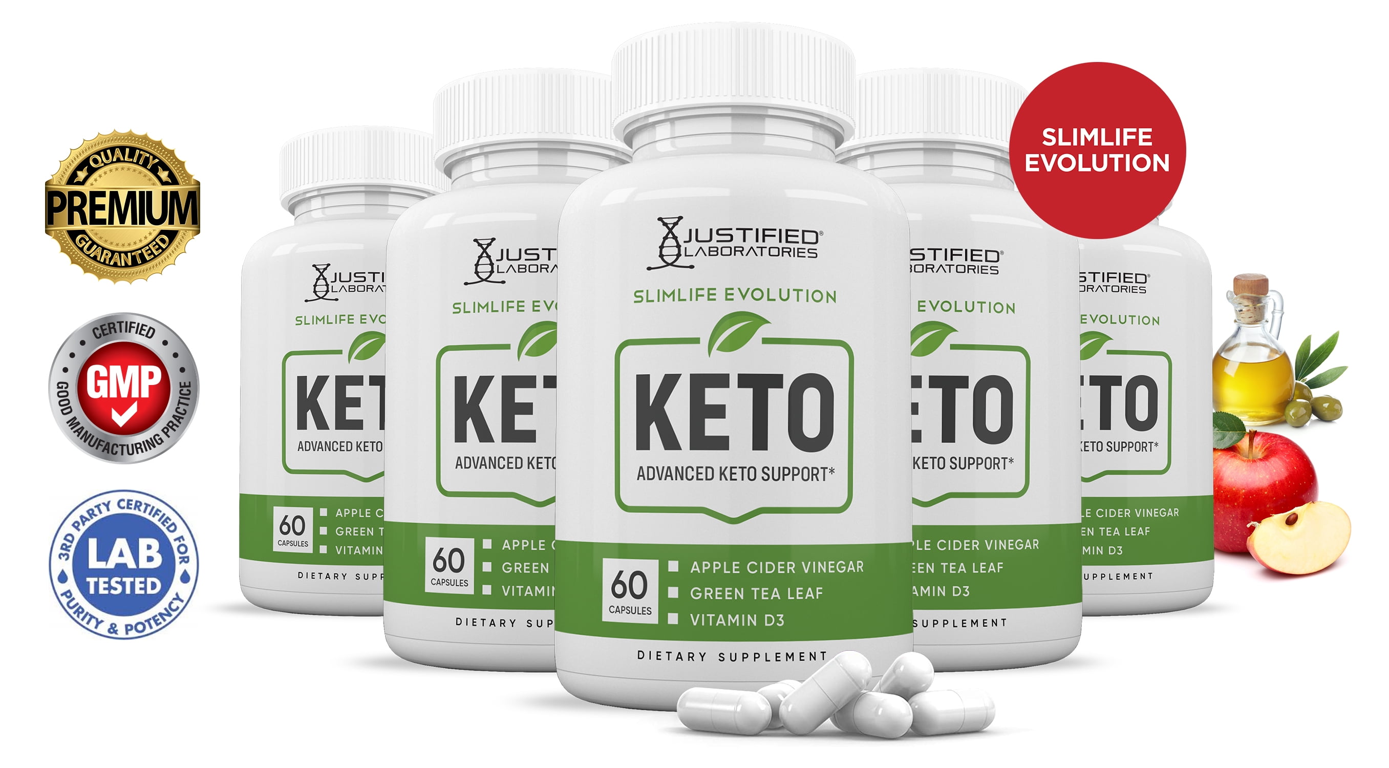 (5 Pack) Slimlife Evolution Keto ACV Pills 1275mg Alternative to ...