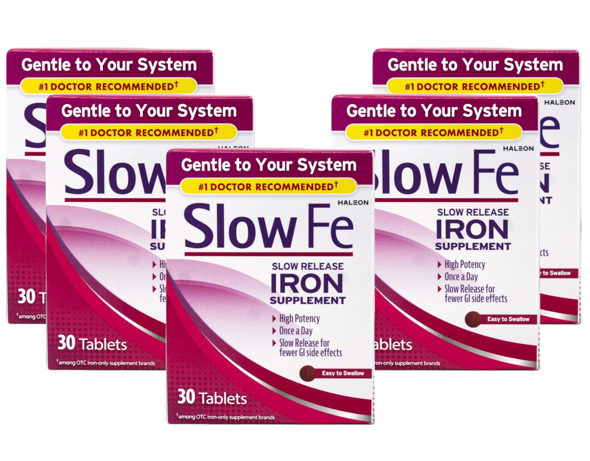 5 Pack - Slow Fe Slow Release Iron Supplement - 30 Tablets Each ...