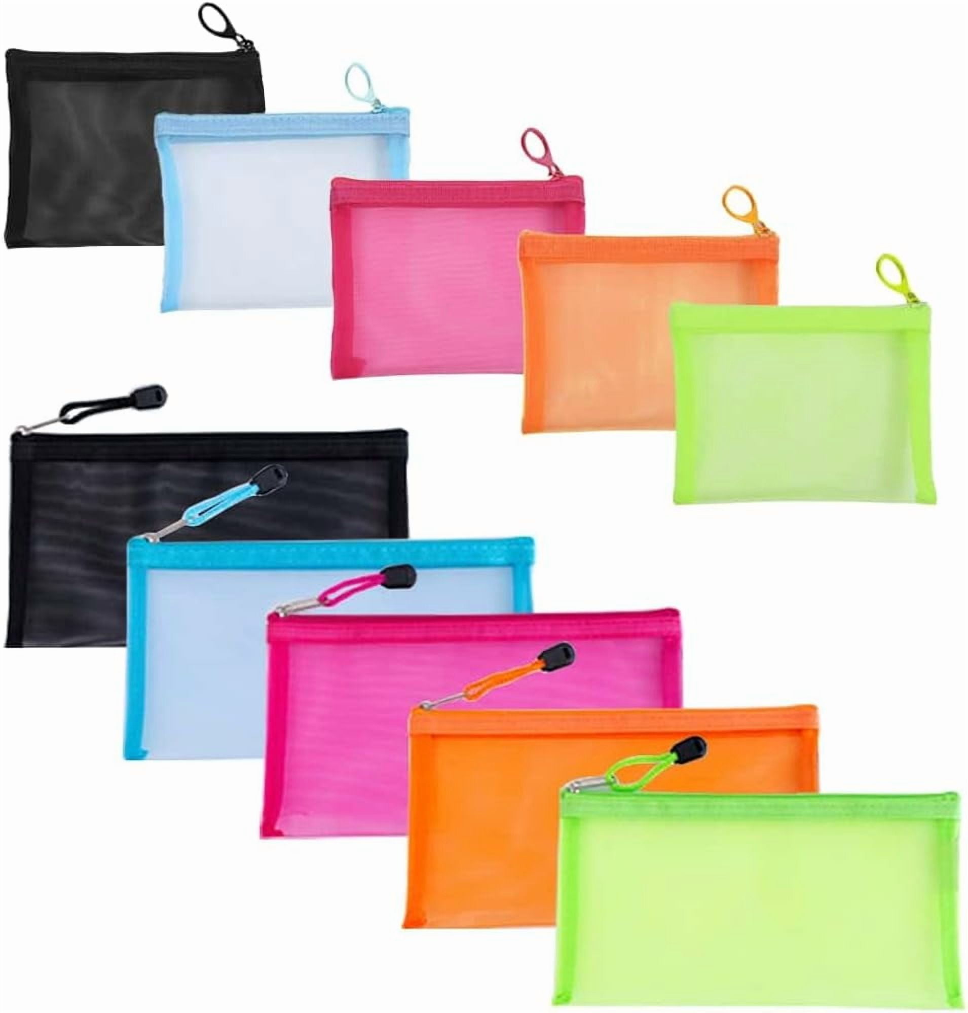 5 Pack Small Mesh Zipper Pouch Bags for Purse & 5 Pack Mesh Pencil ...