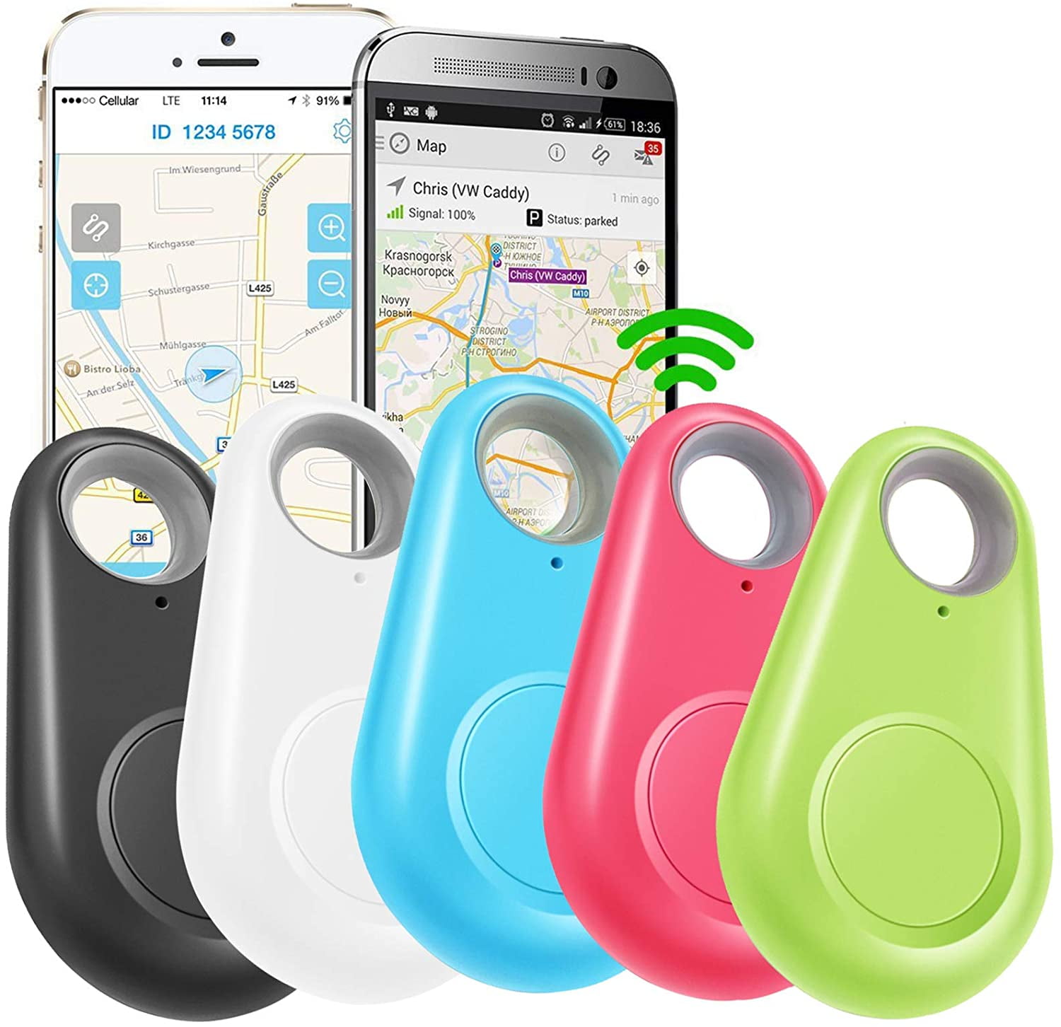 5 Pack GPS Smart Key Finder Locator with Tracker App, Anti-Lost Alarm ...