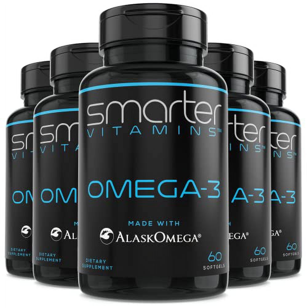 (5 Pack) Smarter Omega 3 Fish Oil, Berry Flavor, Burpless, Tasteless, 2000mg, Potent Triple ...