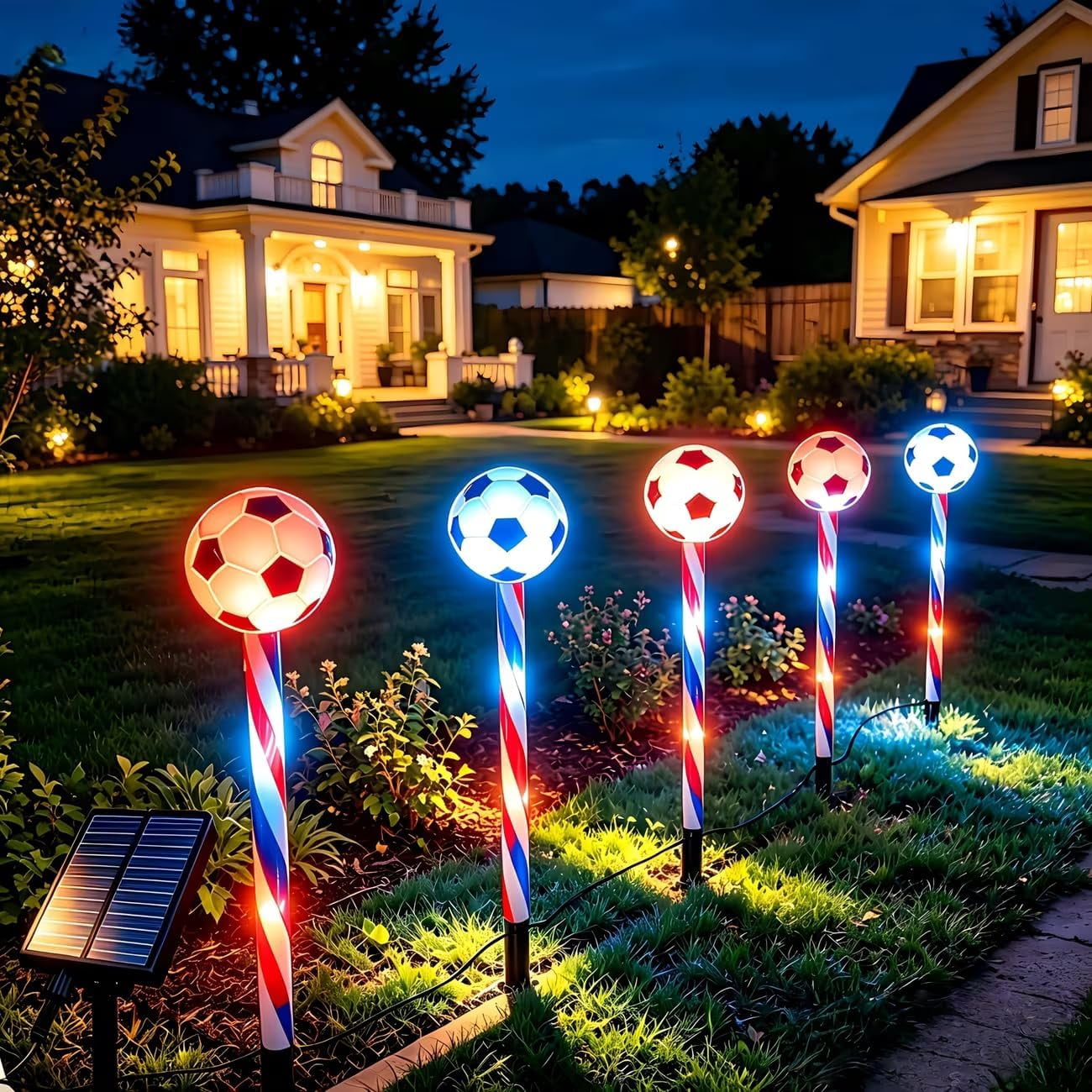 5 Pack Soccer Solar Lights Outdoor Garden Lights Pathway Solar Lights ...