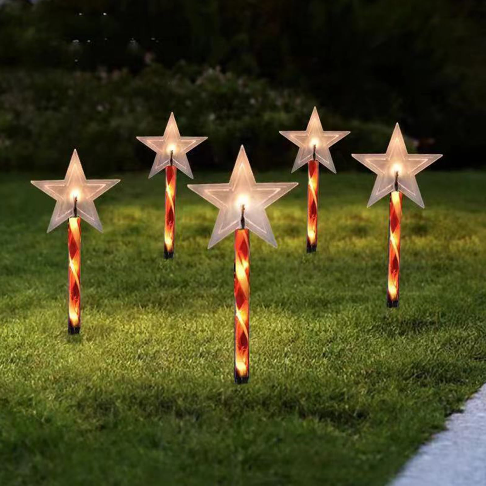 5 Pack Solar Christmas Snowflakes Garden Stake Lights, Solar Powered ...