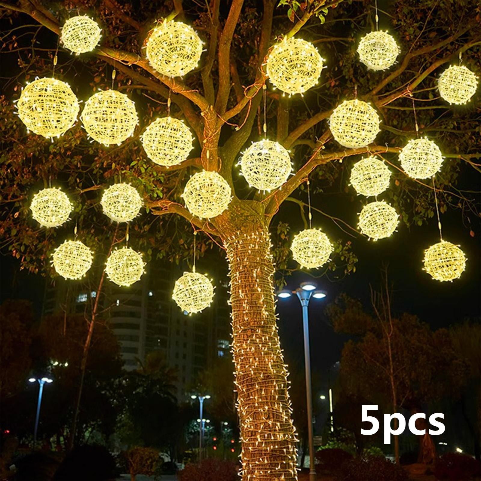 5 Pack Solar Hanging Ball Lights, 11.8"x11.8" LED Waterproof Outdoor ...