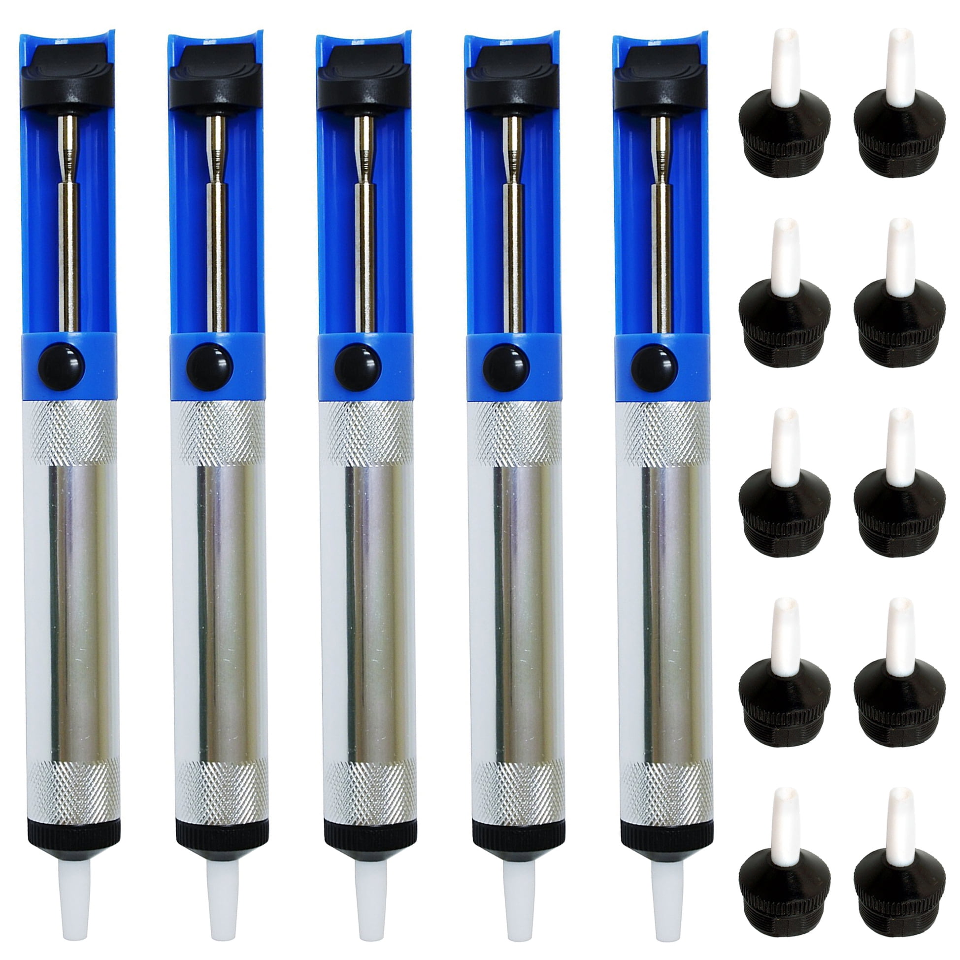 5 Pack Solder Sucker RoHS Certified Desoldering Pump, Each Pump Comes with 2 Spare Tips ...