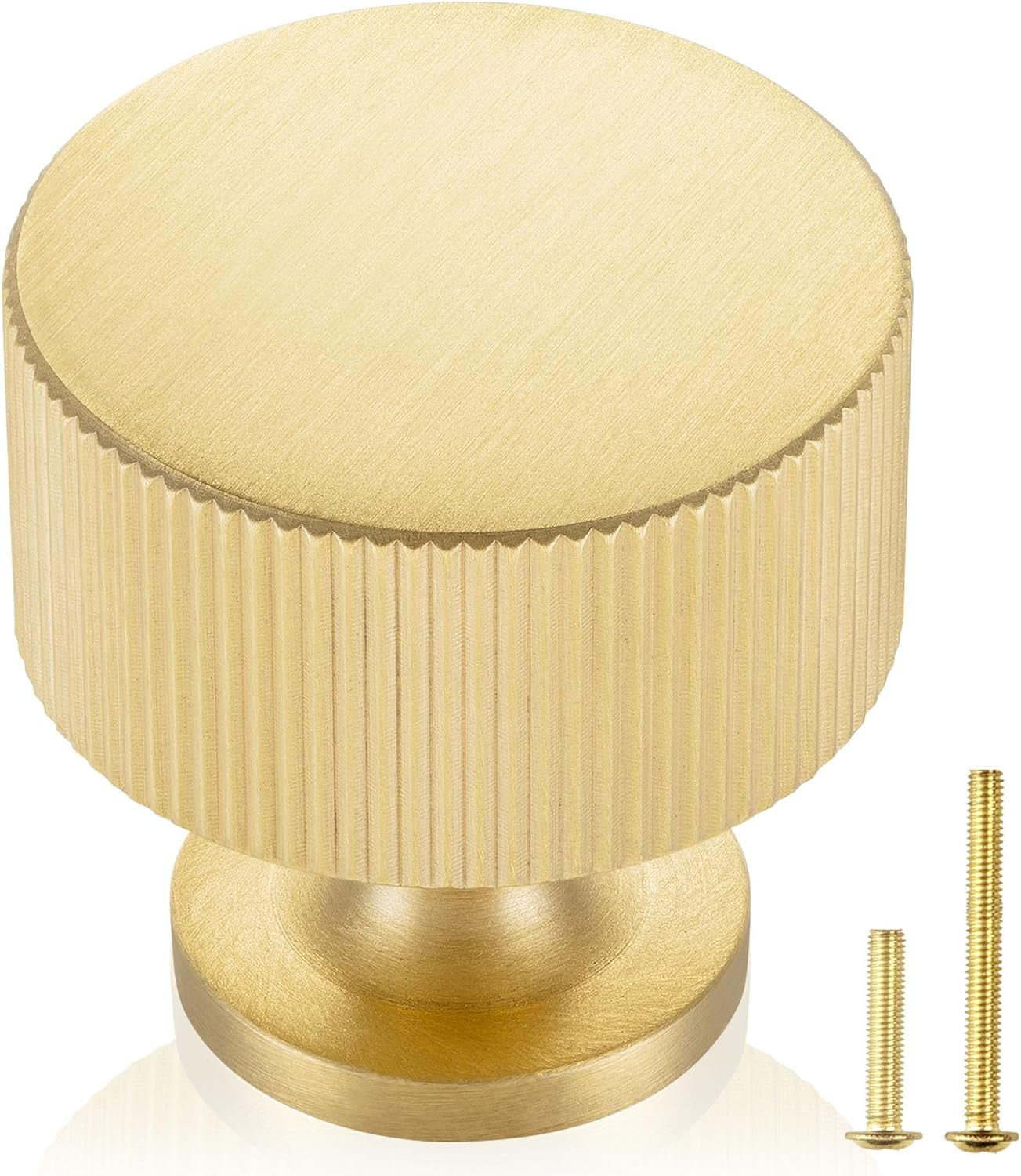 5-Pack Solid Brass Cabinet Knobs, Round Gold Knobs for Dresser Drawer,1-1/8-Inch Diameter ...
