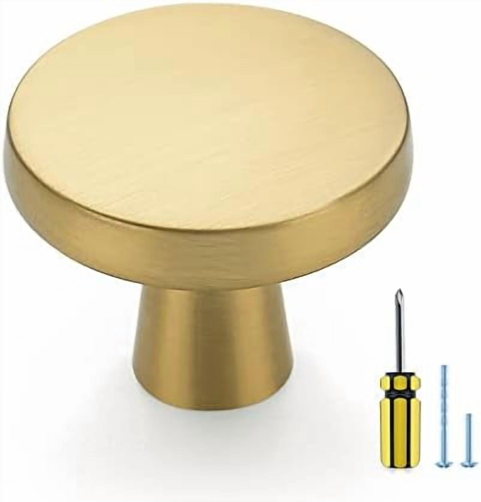 5 Pack Solid Knobs Kitchen Cabinet Round Pulls Dresser Handles Gold ...