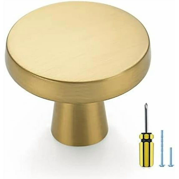 5 Pack Solid Knobs Kitchen Cabinet Round Pulls Dresser Handles Gold ...