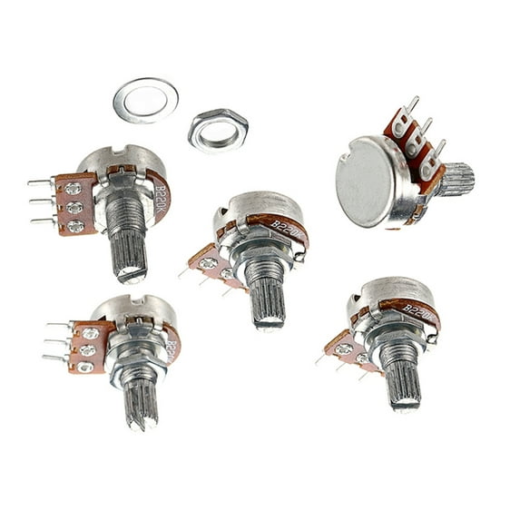 5 Pack Split Shaft 220K Ohms Potentiometer with 3 Pin Terminal Suitable ...