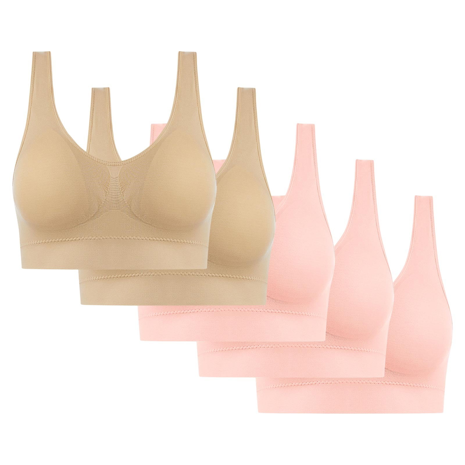 5 Pack Sports Bra for Women Senior Seamless Plus Size Push up ...