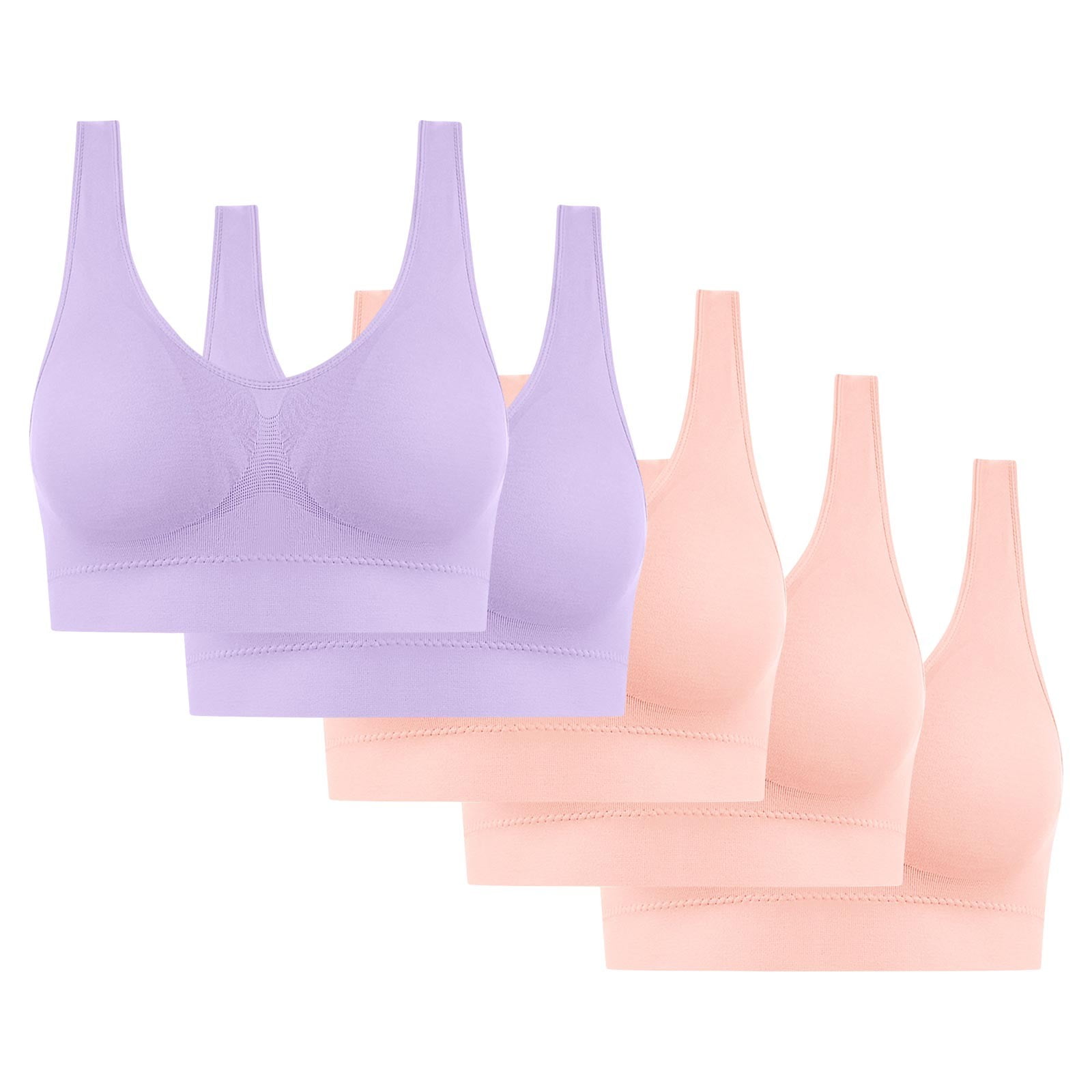 5 Pack Sports Bra for Women Senior Seamless Plus Size Push up ...