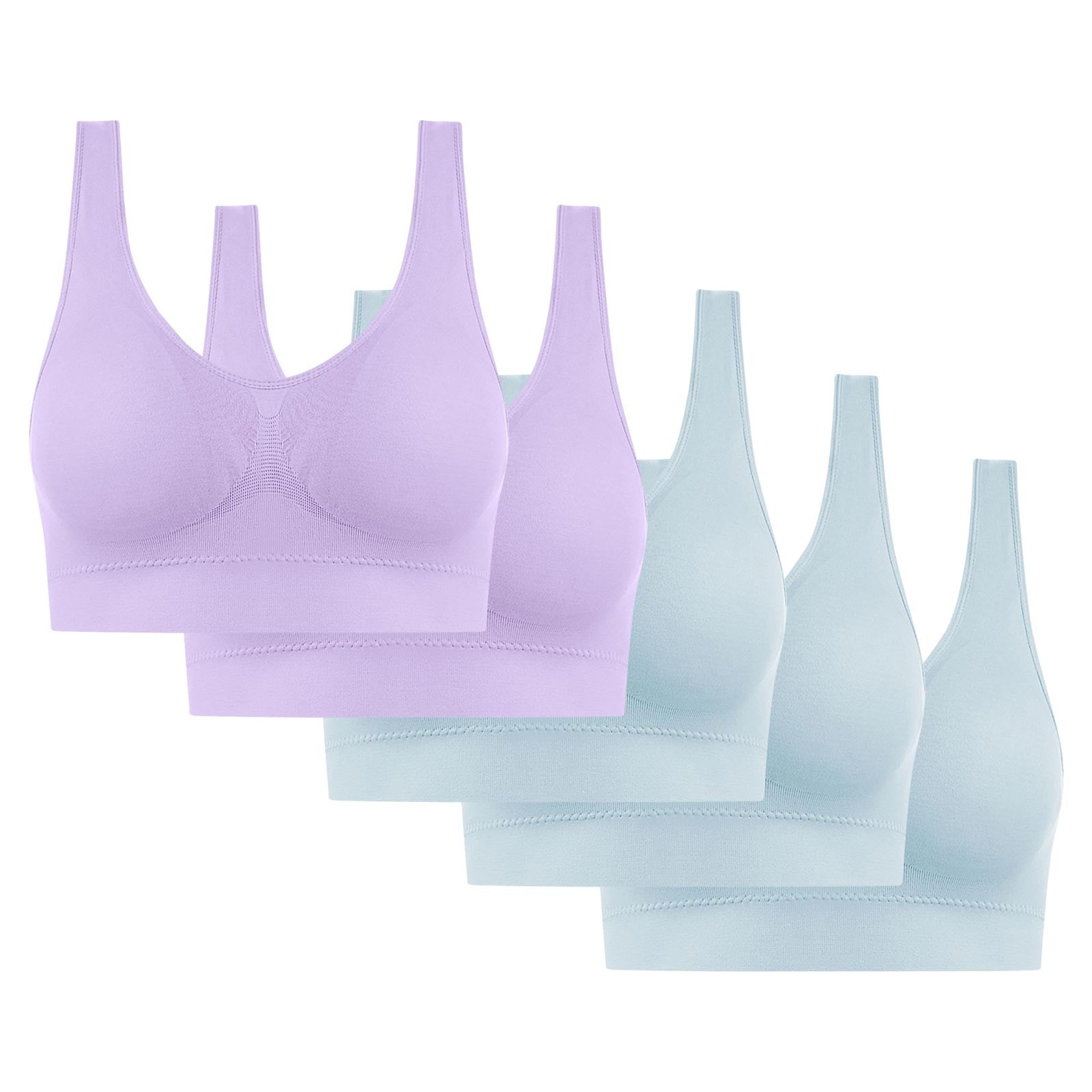5 Pack Sports Bra for Women Senior Seamless Plus Size Push up ...