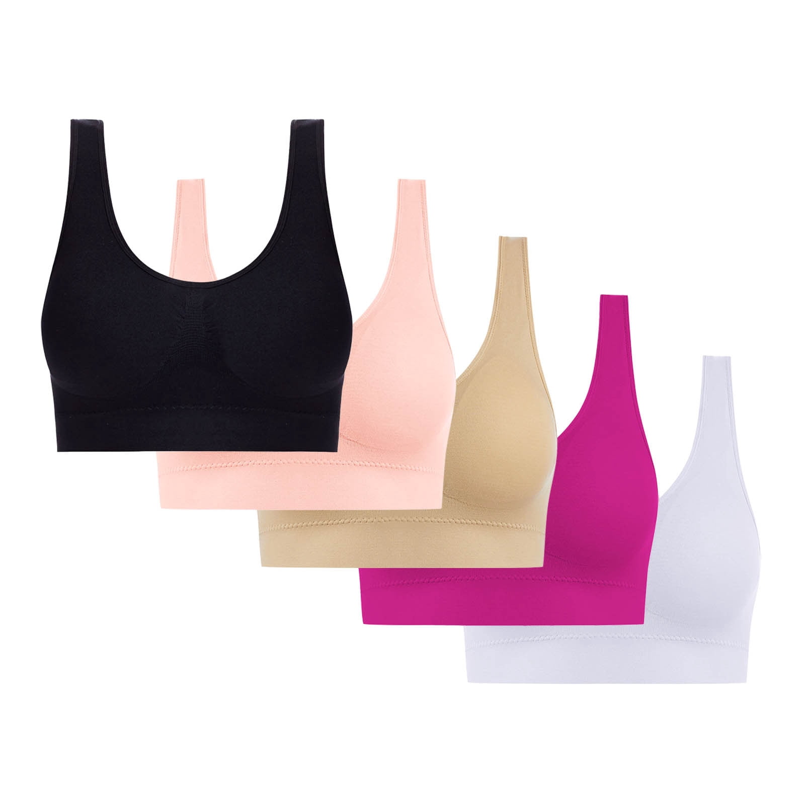 5 Pack Sports Bras Womens Medium Support Seamless Wirefree Padded ...
